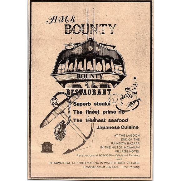 None | Other | Hms Bounty Restaurant At The Lagoon 977 Hawaii Travel Ad ...
